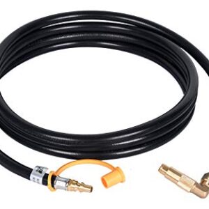 GasSaf 12 FT RV Quick Connect Propane Hose - 1/4" Quick Connect Extension Hose with Propane Elbow Adapter for Blackstone 17"/22" Griddle