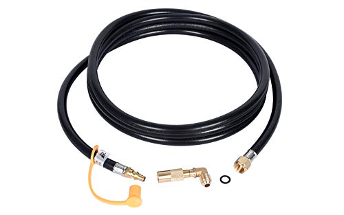 GasSaf 12 FT RV Quick Connect Propane Hose - 1/4" Quick Connect Extension Hose with Propane Elbow Adapter for Blackstone 17"/22" Griddle