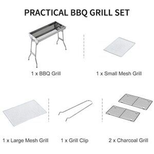 Outsunny 28" Stainless Steel Small Portable Folding Charcoal BBQ Grill Set