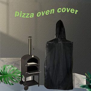 FLR 63 Inch Outdoor Pizza Oven Cover,BBQ Grill Cover, Outdoor Pizza Oven Rain Cover, Heavy Duty Dust-Proof Weather Resistant Polyester Fabric Protective Cover-Black (63x15x20in)