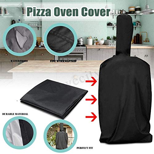 FLR 63 Inch Outdoor Pizza Oven Cover,BBQ Grill Cover, Outdoor Pizza Oven Rain Cover, Heavy Duty Dust-Proof Weather Resistant Polyester Fabric Protective Cover-Black (63x15x20in)