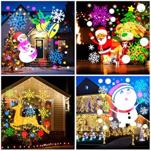 Christmas Projector Light Outdoor, 16 Christmas Pattern Rotary Projection, High Bright LED Projector Lamp with Remote Control Timing Function for Xmas Holiday Party Wedding Garden Patio Decoration