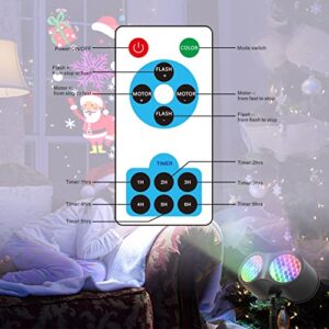 Christmas Projector Light Outdoor, 16 Christmas Pattern Rotary Projection, High Bright LED Projector Lamp with Remote Control Timing Function for Xmas Holiday Party Wedding Garden Patio Decoration