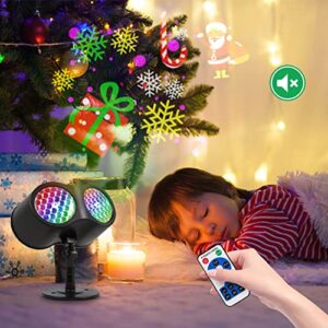 Christmas Projector Light Outdoor, 16 Christmas Pattern Rotary Projection, High Bright LED Projector Lamp with Remote Control Timing Function for Xmas Holiday Party Wedding Garden Patio Decoration