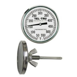 tel-tru bq225 barbecue pit thermometer, 2 inch dial and 2-1/2 inch stem, 50/550 f