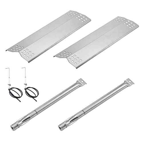 YIHAM KZ982 Replacement Parts for Kitchenaid 2 Burner 720-0819 Gas Grill, 2 PCS Heat Shield Plate + 2 PCS Grill Burner Tube + 2 PCS Grill Igniter Wire, Stainless Steel, 16 1/2 inch