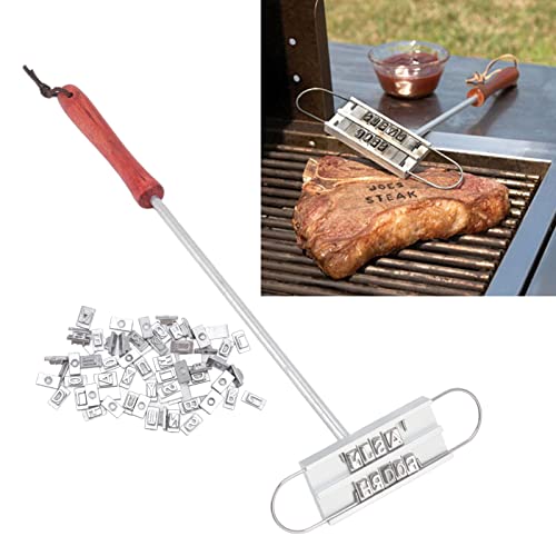 BBQ Meat Branding Iron, Stainless Steel Custom Branding Iron with Changeable Letters for Grill Steak Burger