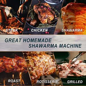 Li Bai Shawarma Machine Doner Kebab Grill 110v Gyro Rotisserie Propane Gas Vertical Broiler with 2 Burners Stainless Steel Body for Restaurant Dinner Home Kitchen