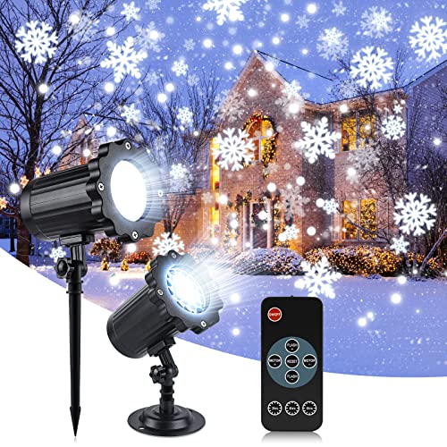 Christmas Snowflake Projector Lights with Remote Super Wide Area Christmas Projector Lights Outdoor Waterproof Adjustable Decorative Lighting for Halloween Holiday Birthday Wedding Party