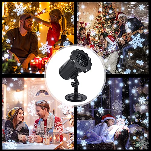 Christmas Snowflake Projector Lights with Remote Super Wide Area Christmas Projector Lights Outdoor Waterproof Adjustable Decorative Lighting for Halloween Holiday Birthday Wedding Party