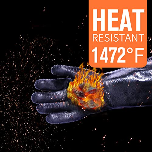 BBQ Grill Gloves/Oven Mitts Heat Resistant - 14 Inch 1472℉ Barbecue Gloves Heat Proof for Men & Women - Smoker Gloves for Grilling - Waterproof/Fireproof/Oil Resistant