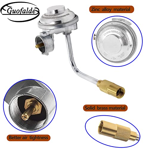 GUOFALDE Gas Grill Regulator Fit, Replacement for Blackstone 17" and 22" Tabletop Griddle Grill, Low Pressure 1lb Propane Regulator with Adapter Fitting