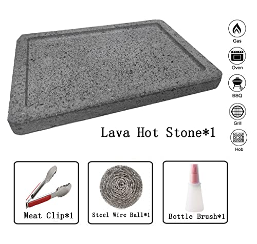 Lava Grill Steak Lava Stone,Lava Hot Stone,Grilling Stone,Tabletop Grill Cooking Stone,11.8x7.9 x1in Steak Lava Stone Stone Grilling Plate for Oven and Barbecue Cooking Meat,Fish,Vegetable and Pizza