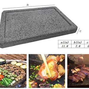 Lava Grill Steak Lava Stone,Lava Hot Stone,Grilling Stone,Tabletop Grill Cooking Stone,11.8x7.9 x1in Steak Lava Stone Stone Grilling Plate for Oven and Barbecue Cooking Meat,Fish,Vegetable and Pizza