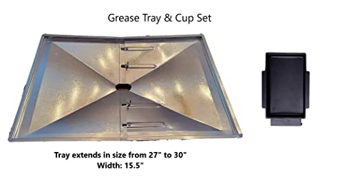 Quickflame Grill Drip Pans Adjustable Grease Tray and Heat Plates Set Fit for DynaGlo, Uniflame, BHG, Backyard Grill Models -(30")