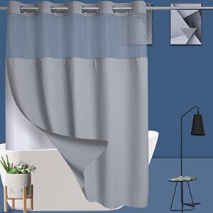 konzent waffle shower curtain no hook needed hook free shower curtain hotel fabric shower curtain machine washable with snap in removable liner for bathroom bathtubs spa(grey,71″ (w) x 74″ (h))