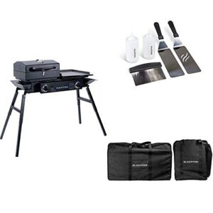 blackstone tailgater portable gas grill and griddle combo & cover + griddle tool kit bundle