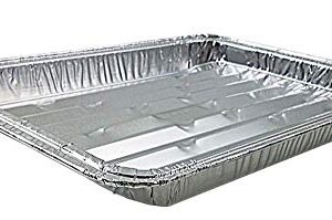 Pack of 15 Disposable Aluminum Broiler Pans – Good for BBQ, Grill Trays – Multi-Pack of Durable Aluminum Sheet Pans – Ribbed Bottom Surface - 13.40" x 9" x 0.85"