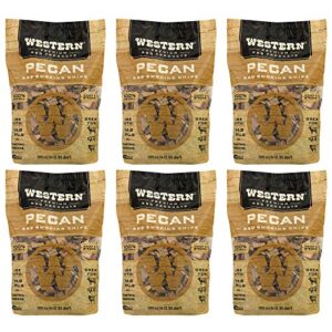 western bbq 78076 180 cu in. premium pecan wood bbq charcoal propane grill/smoker cooking chips (6 pack)