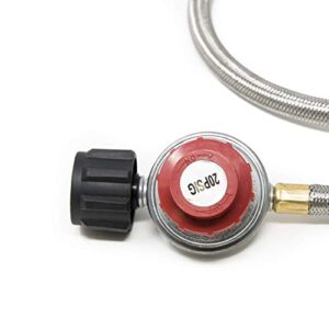 GasOne 2113+50105 4 ft Regulator and Propane Brass Orifice, Steel Braided Hose