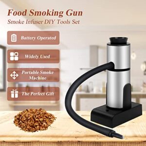 Beadseable Cocktail Smoker Kit Smoking Gun with 4 packs Chips Portable Food Cold Smokers Gun Whiskey Drink Smoker Infuser Kit Handheld Smoker for Steak/BBQ/whiskey/Salmon-Sliver