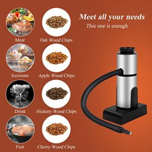 Beadseable Cocktail Smoker Kit Smoking Gun with 4 packs Chips Portable Food Cold Smokers Gun Whiskey Drink Smoker Infuser Kit Handheld Smoker for Steak/BBQ/whiskey/Salmon-Sliver