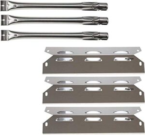 outdoor bazaar set of 3 stainless steel burners and 3 heat plates for kenmore 146.23678310, kenmore 146.23679310, kenmore 640-05057371-6, kenmore 640-05057373-6