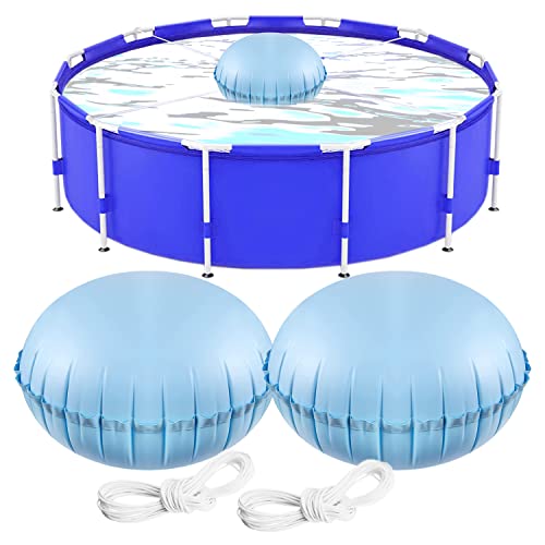 2PACK Round Air Pool Pillow for Above Ground Swimming Pool Covers,4' x 4' Winter Pool Winterizing Closing Kit with Ropes,Super Durable PVC & Strong Cold Resistant Pool Cover Air Pillow