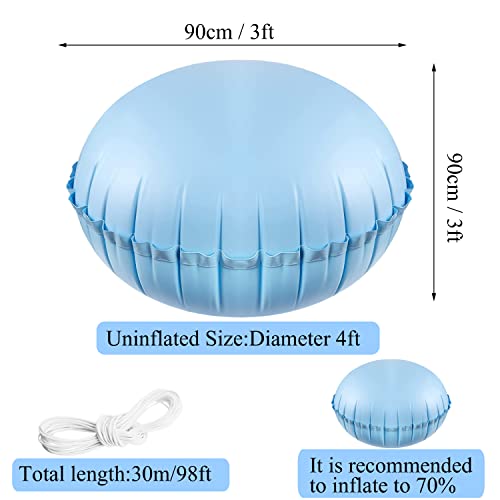 2PACK Round Air Pool Pillow for Above Ground Swimming Pool Covers,4' x 4' Winter Pool Winterizing Closing Kit with Ropes,Super Durable PVC & Strong Cold Resistant Pool Cover Air Pillow