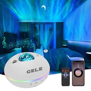 star projector, galaxy projector for bedroom, aurora night light projector with remote control, bluetooth music speaker, timmer, northern lights projector for home decor bedroom/ceiling/party (white)