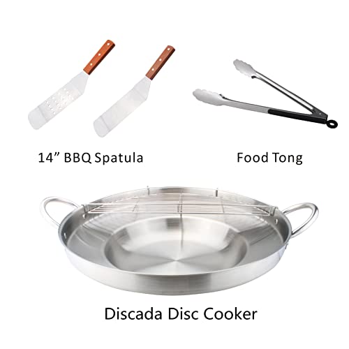 ARC, 23" Heavy Duty Stainless Steel Concave Comal Set with 80,000BTU Propane Burner Stove and Burner Stand, Discada Disc Cooker, Great for Backyard and Outdoor Cooking