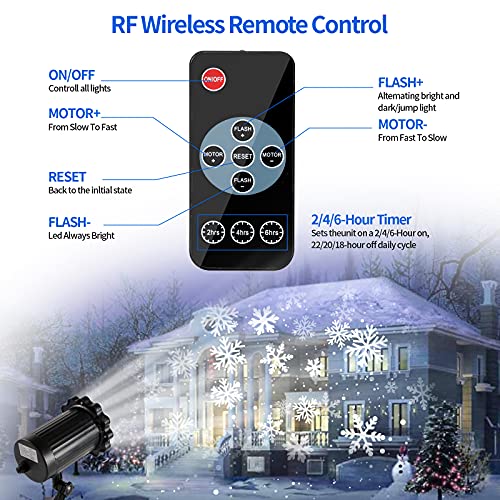 Outdoor Projector Lights White&Blue Snowflake with Remote Control Holiday Landscape Projection Light for House/Patio/Garden/New Year Decorations Gift