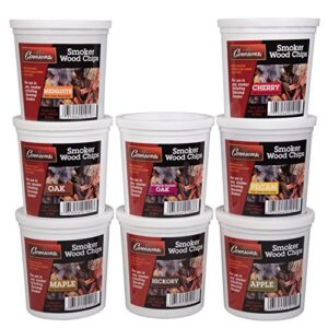 camerons wood smoking chips variety gift set – set of 8 pints extra fine cut sawdust – smoking guns, smokers, smoke boxes (oak, apple, cherry, pecan, maple, bourbon, hickory, mesquite) (0.473176 l)