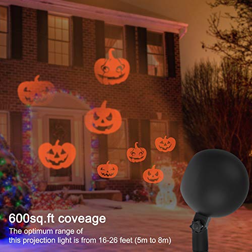 Halloween Lights, Outdoor Projector Decorations Indoor LED Projection Light Dynamic Different Pumpkin Patterns Show Holiday Landscape Outside Spotlight for Party House Porch Wall Gate Garage