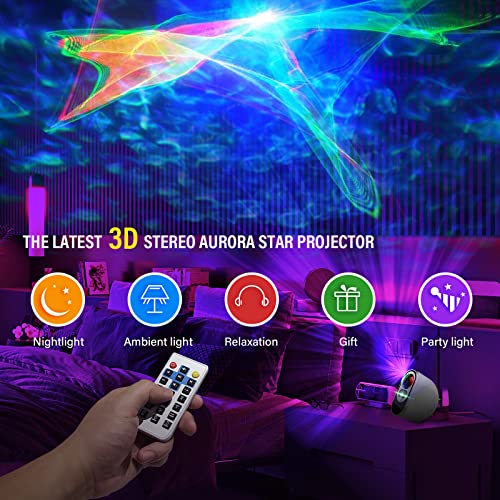 Star Projector Galaxy Light, 3D Stereo Galaxy Projector Sky Light with White Noise, Remote Control, Bluetooth Music Speaker, Night Lights Projector for Kids Adults Bedroom/Ceiling Decor/Game Room