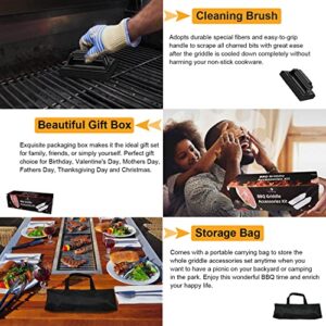 Griddle Accessories Kit, AMISLEY Upgrade 22pcs Flat Top Grill Accessories, Blackstone Grill Accessories with Spatula, Scraper, Cleaning Brush, Carrying Bag, Great Gift for Christmas & Backyard BBQ