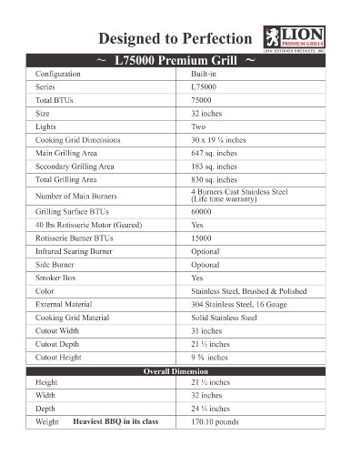 Lion Premium Grills L75625 32" Propane Grill