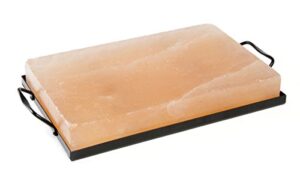 charcoal companion cc6064 himalayan salt plate & holder set, 12″ x 8″ x 1.5″, black