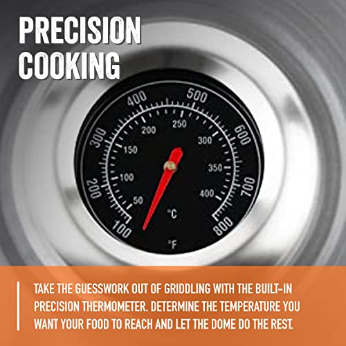 Yukon Glory Cheese Melting Dome With Built-in Thermometer, Stainless Steel Blackstone Griddle Accessories For Flat Top Griddle Grill Indoor / Outdoor, Perfect For Melting Cheese, Steaming and Grilling