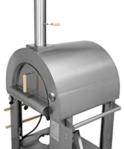 MCP-Distributions 32.5'' Outdoor Propane or Wood Fired Silver Stainless Steel Artisan Pizza Oven or Grill with Waterproof Cover, Pizza Peel