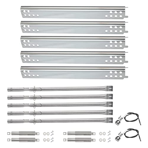 YIHAM KZ924 Grill Replacement Parts for Charbroil Performance 5 Burner 463347518 463347519 463275517 463243518 463243519 463373019, 6 Burner 463244819 Heat Shield+Burner Tube+Carry Over+Igniter Wire