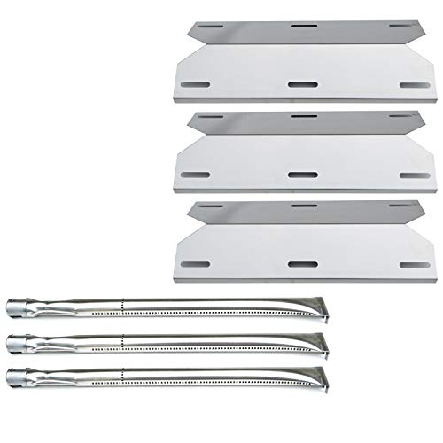 Direct Store Parts Kit DG105 Replacement for Charmglow Home Depot 3 Burner 720-0230; 720-0036-HD-05 Gas Grill Burners & Heat Plates (Stainless Steel Burner + Stainless Steel Heat Plate)