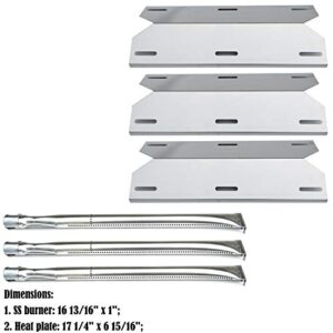 Direct Store Parts Kit DG105 Replacement for Charmglow Home Depot 3 Burner 720-0230; 720-0036-HD-05 Gas Grill Burners & Heat Plates (Stainless Steel Burner + Stainless Steel Heat Plate)