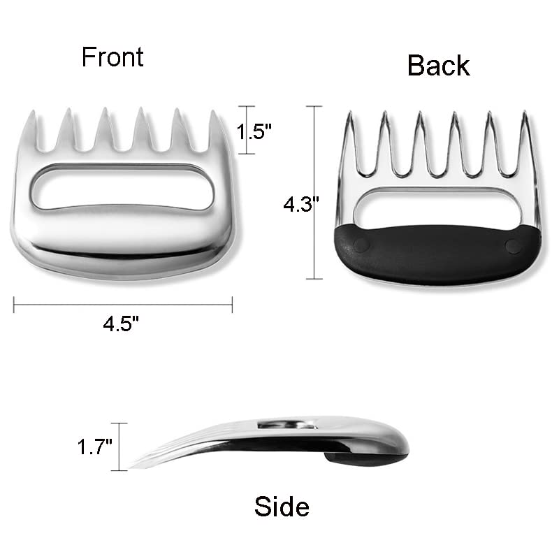 2pcs Turkey Meat Claws for Shredding & Meat Shredder BBQ Tool, Stainless Steel Meat Forks Handler Shredder Claws, for Pulling, Handing, Lifting, Serving Pork, Chicken Brisket, Barbecue, Smoker, Grill