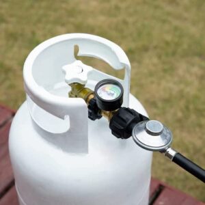 GASPRO Universal Propane Tank Gauge, Fits for 5-100lb Propane Tank Cylinder, Propane Adapter with POL Connection for RV, Camper, Gas Grill, Fire Pit, Propane Heater and More