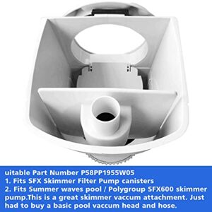 SFX Pool Vacuum Plate Adapter - for Summer Waves Polygroup Ground Skimmer Filter Pump Systems Replace Parts P58PP1955W05