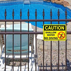 Swimming Pool Sign, Shallow Water No Diving 10x7 Inches, Rust Free .040 Aluminum, Fade Resistant, Made in USA by Sigo Signs