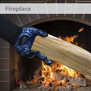 Extreme Heat Resistant BBQ Grill Gloves, Oven Mitts, Protection Up to 1472°F, Aramid Fiber, Non-Slip Silicone.