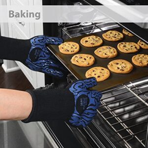 Extreme Heat Resistant BBQ Grill Gloves, Oven Mitts, Protection Up to 1472°F, Aramid Fiber, Non-Slip Silicone.