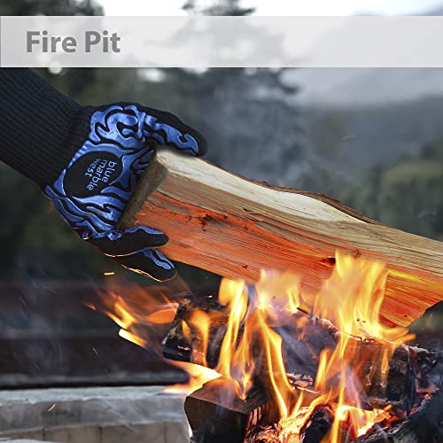 Extreme Heat Resistant BBQ Grill Gloves, Oven Mitts, Protection Up to 1472°F, Aramid Fiber, Non-Slip Silicone.